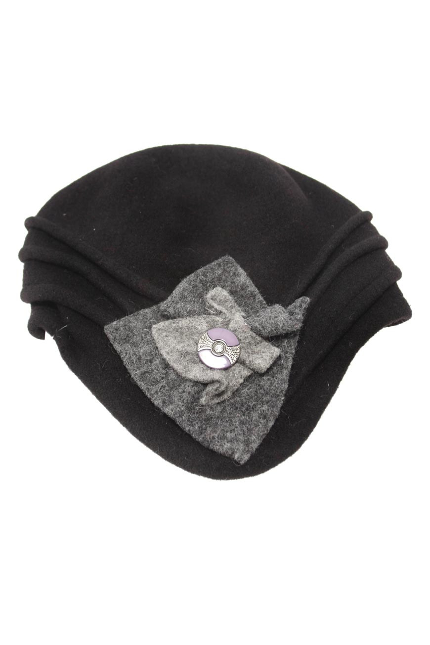 Black Flapper Hat - 1920s Style Hats - Vintage Wool Hat