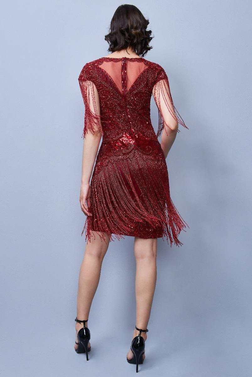 Sybill Fringe Flapper Red Dress